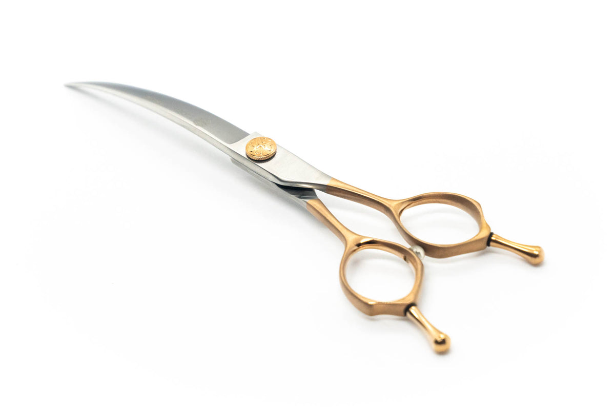 Aspen Lt Rose Gold Pet Grooming 7.5 inch Curved Cutting Scissor ...