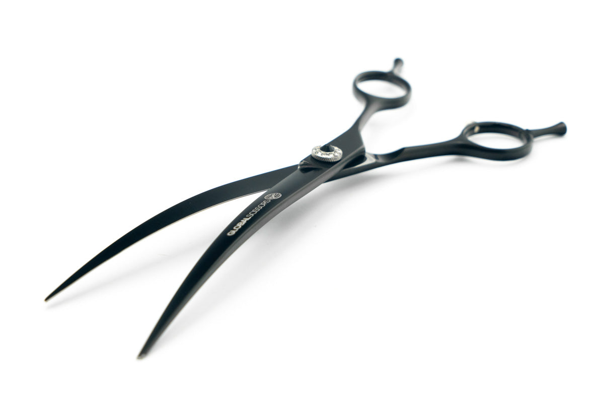 Panther Matte Black Pet Grooming 7.5 inch Curved Cutting Scissor ...