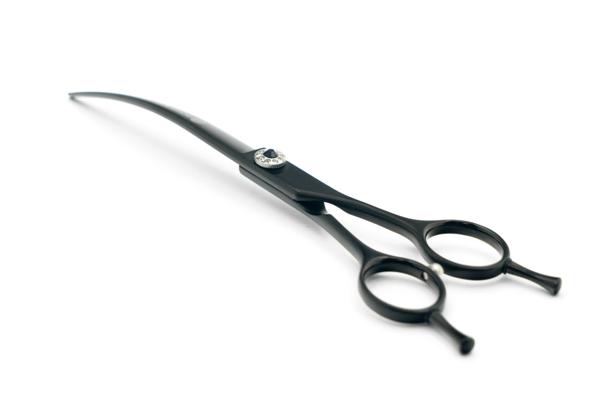 Panther Matte Black Pet Grooming 7.5 inch Curved Cutting Scissor ...