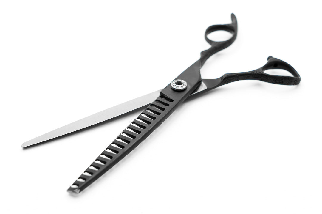 Panther Matte Black Pet Grooming 7.5 inch 'CHUNKER' Thinning Scissor ...