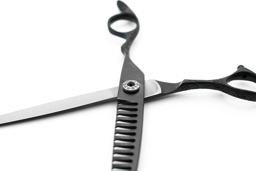 Panther Matte Black Pet Grooming 7.5 inch 'CHUNKER' Thinning Scissor ...